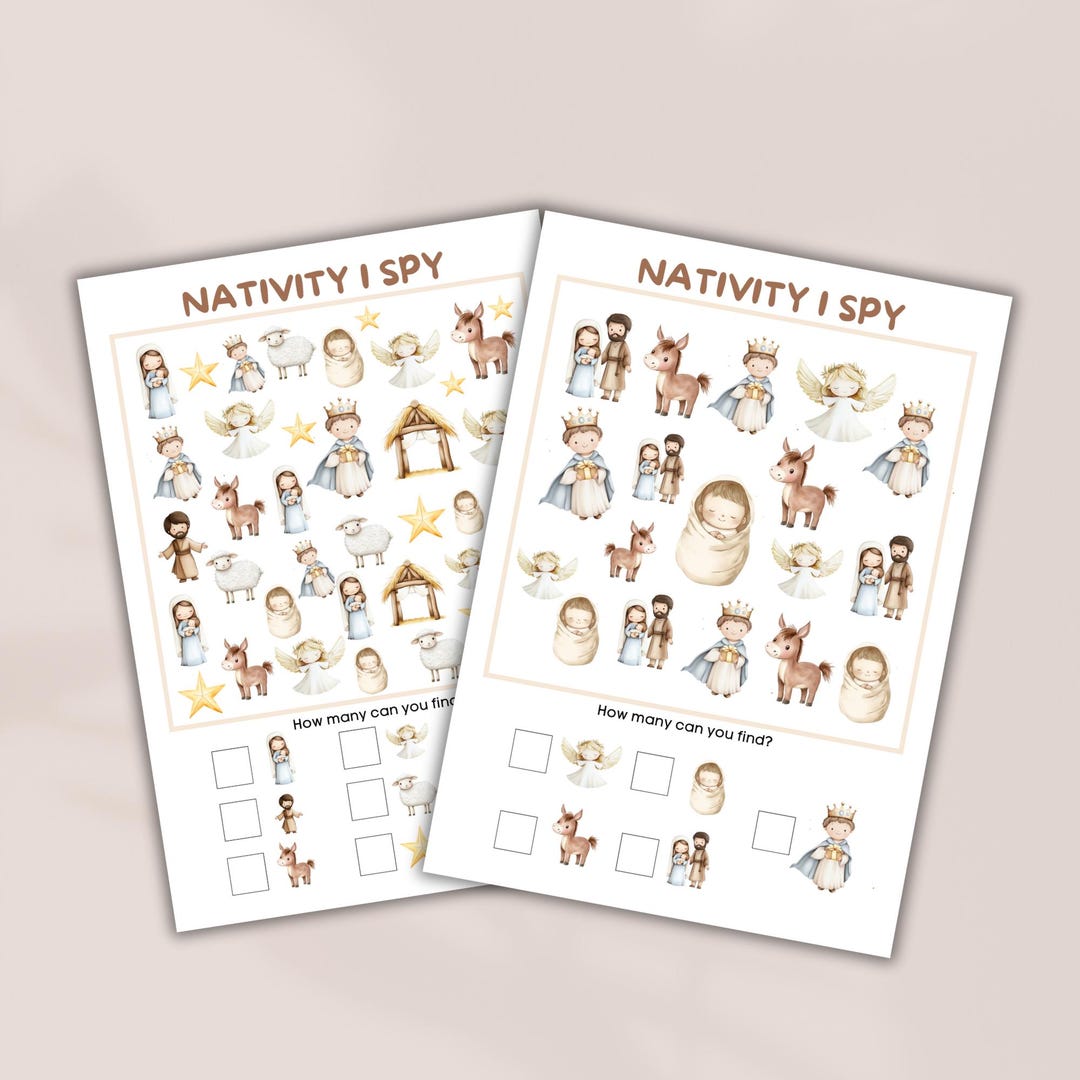 Nativity I Spy Printable Games, Two Game Sheets, Christmas Fun I Spy ...