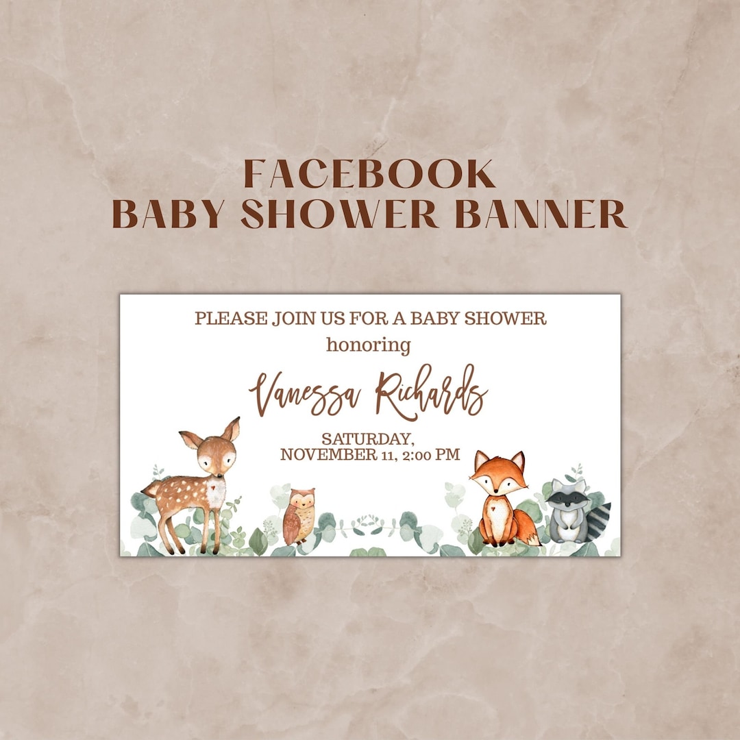EDITABLE Baby Shower Facebook Event Cover Photo Woodland Baby Shower ...