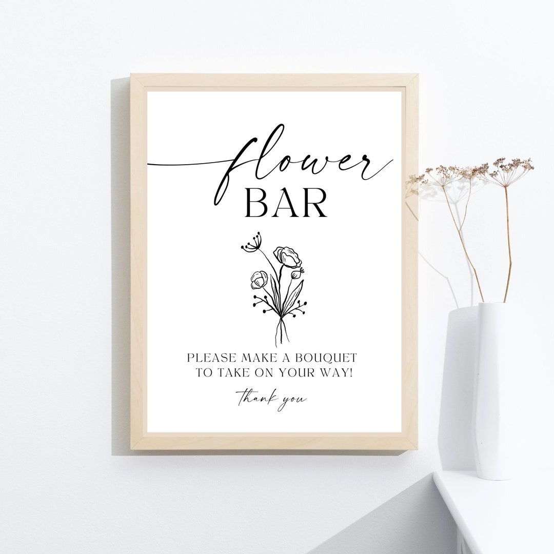 Minimalist Flower Bar Sign: DIY Bouquet, Wedding, Shower (digital ...