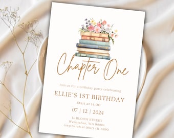 One for the Books First Birthday Editable Birthday Invitation Template ...