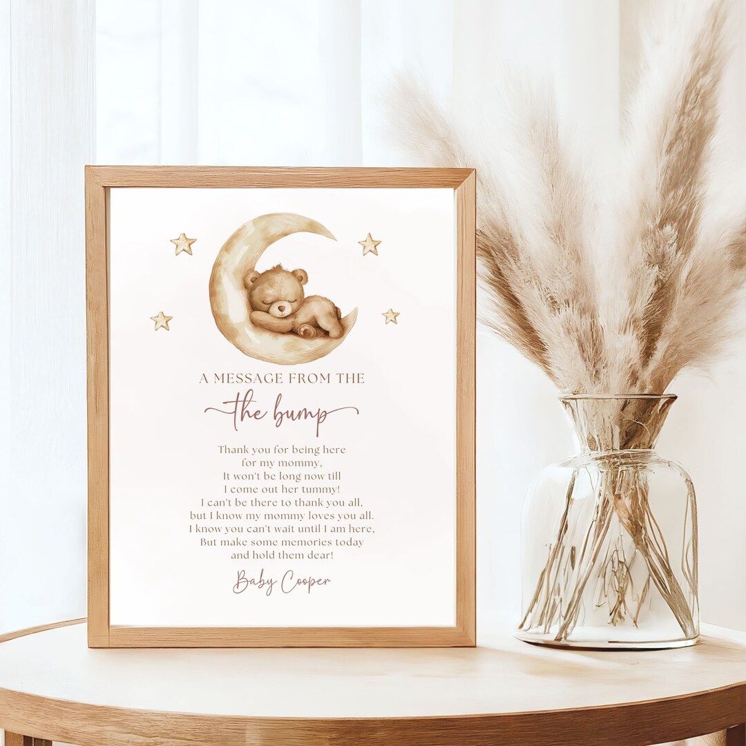 Message From the Bump Editable, Teddy Bear Printable Baby Shower Signs ...