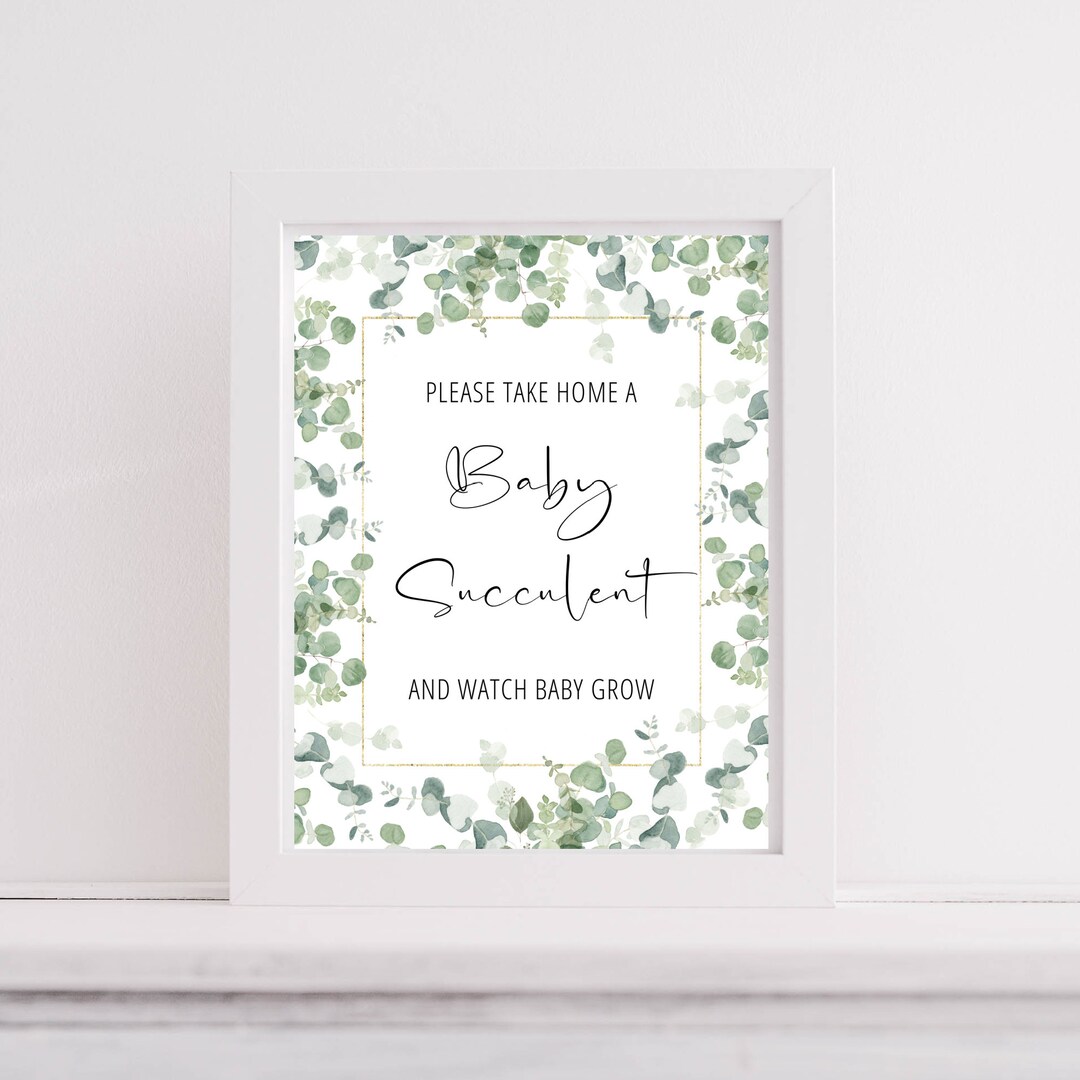 Watch Me Grow Sign, Printable Succulent Favors Greenery Sign Succulents ...