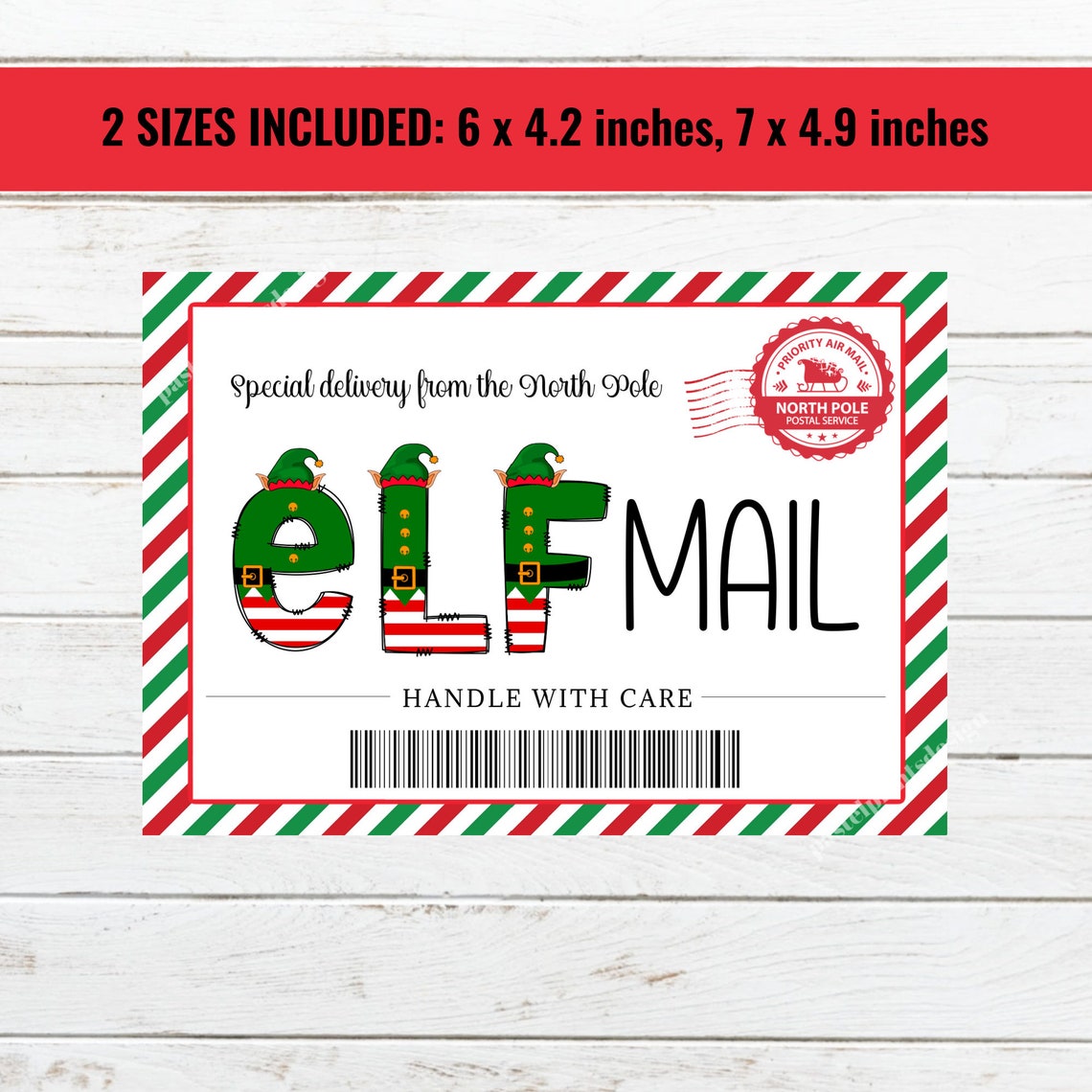 Elf Box Label Printable Christmas Eve Box Sticker Elf Mail - Etsy