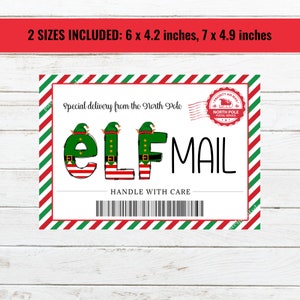 Elf Box Label Printable, Christmas Eve Box Sticker, Elf Mail Red Favor ...