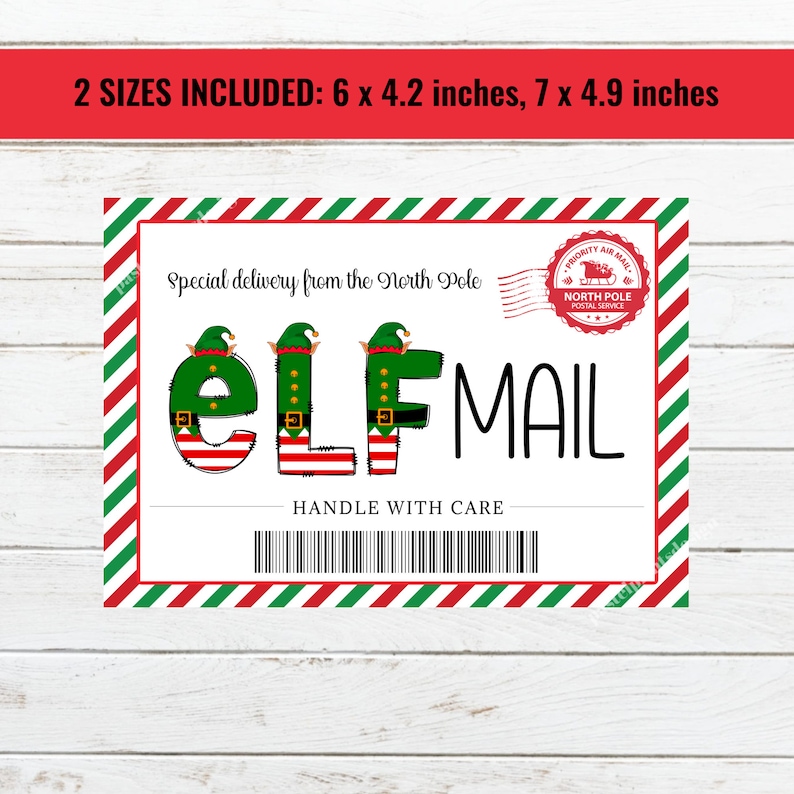 Elf Box Label Printable Christmas Eve Box Sticker Elf Mail - Etsy
