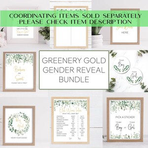 Printable Gender Reveal Greenery Minimal Tag, She or He, Minimalist ...
