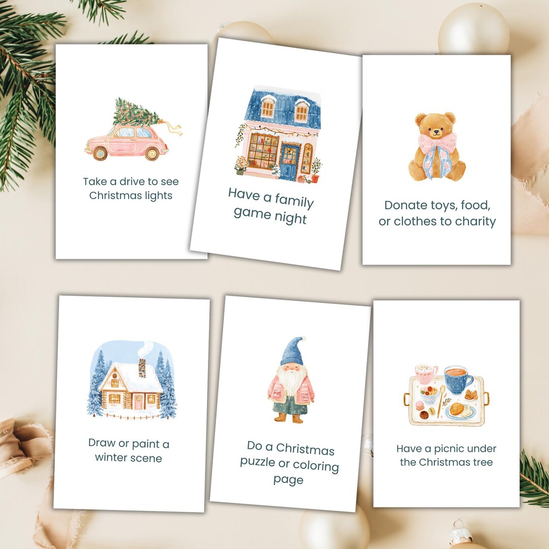 32 Christmas Advent Activity Cards: Printable Cards Family Countdown ...