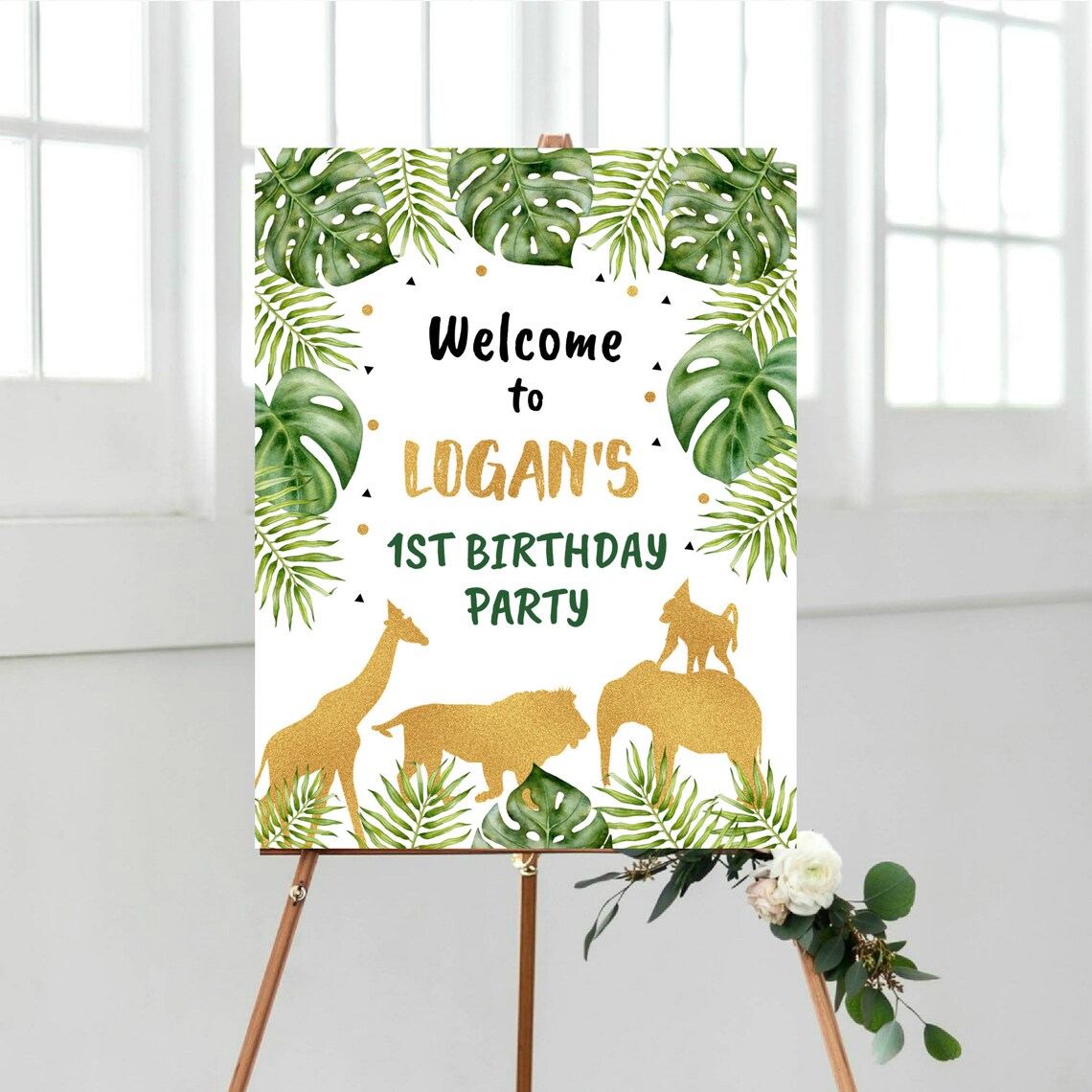 Printable Birthday Safari Jungle Welcome Sign Gold Safari - Etsy