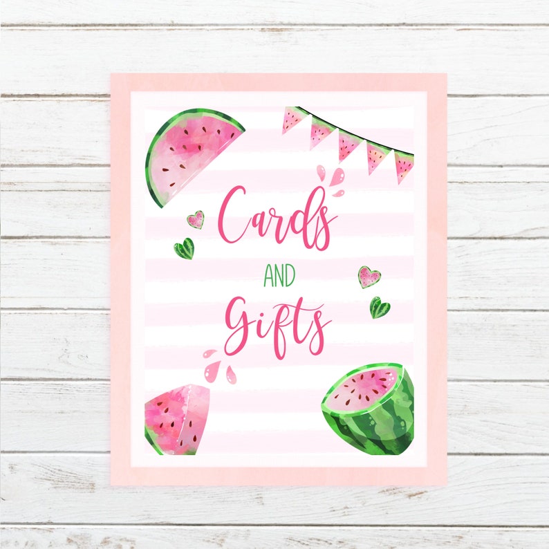 Printable Watermelon Baby Shower Cards and Gifts Sign Cards - Etsy