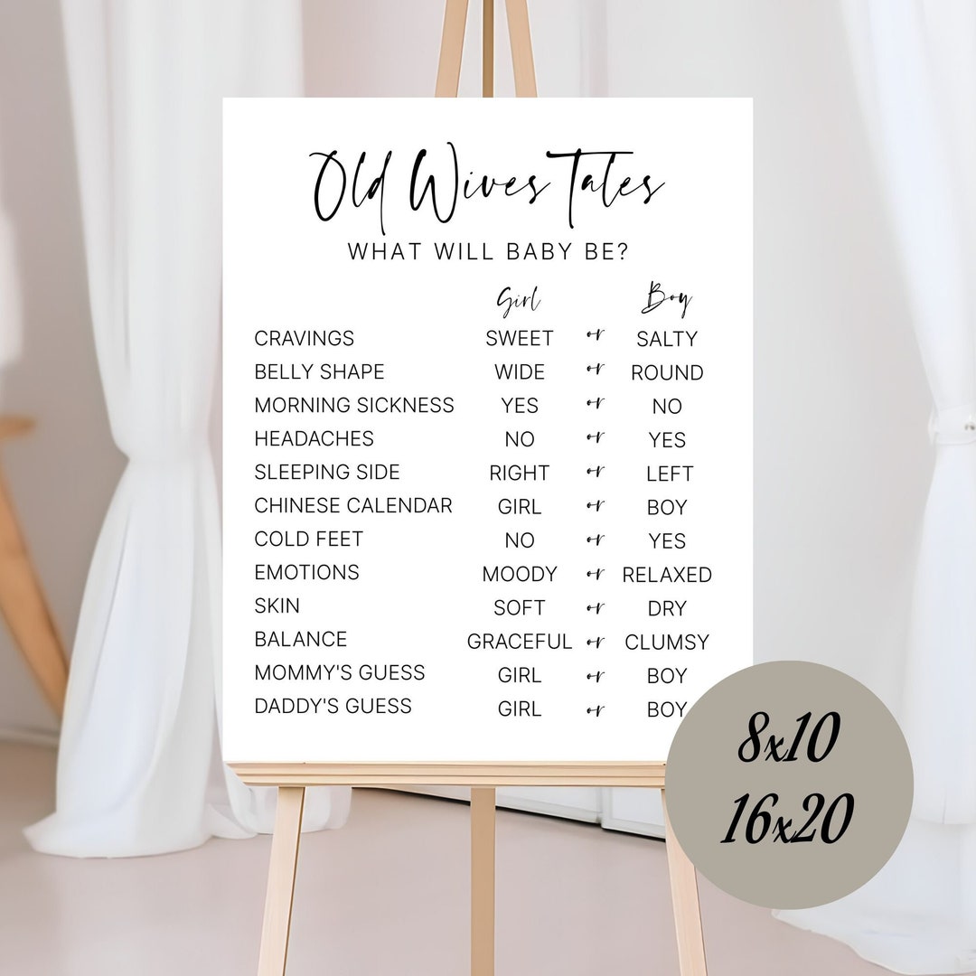Minimalist Old Wives Tales Gender Reveal Game (digital Download) - Etsy