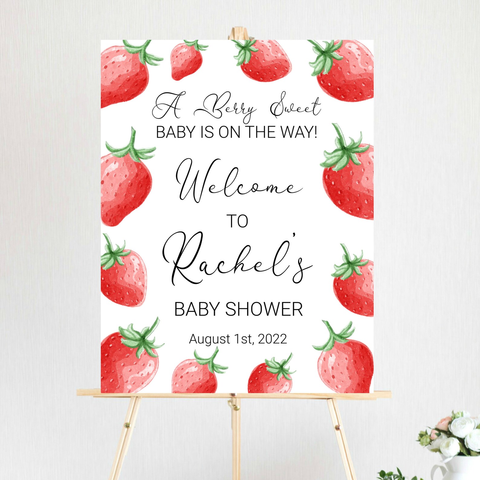 Strawberry Welcome Sign PRINTABLE Berry Sweet Welcome Baby - Etsy