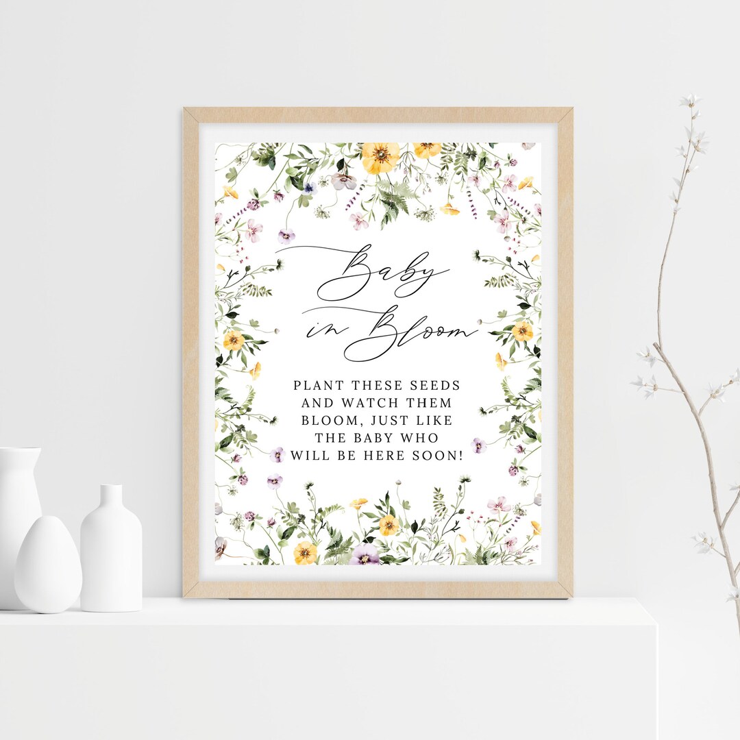 Baby in Bloom Seed Favors Sign, Seed Favors, Baby Shower Sign, Seed ...