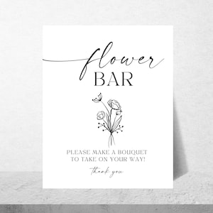 Flower Bar Minimalist, Bouquet Bar Sign, Garden Flower Favor Sign 5x7 ...