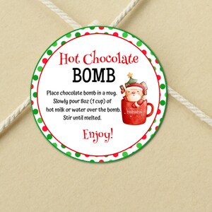 Printable Christmas Hot Chocolate Bomb Tag, Santa Hot Chocolate Bomb ...