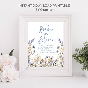 Baby Boy in Bloom Seed Sign, Blue Baby in Bloom Sign, Seed Favors Sign ...