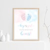 Printable Footprint Gender Reveal Welcome Sign, Blue and Pink ...