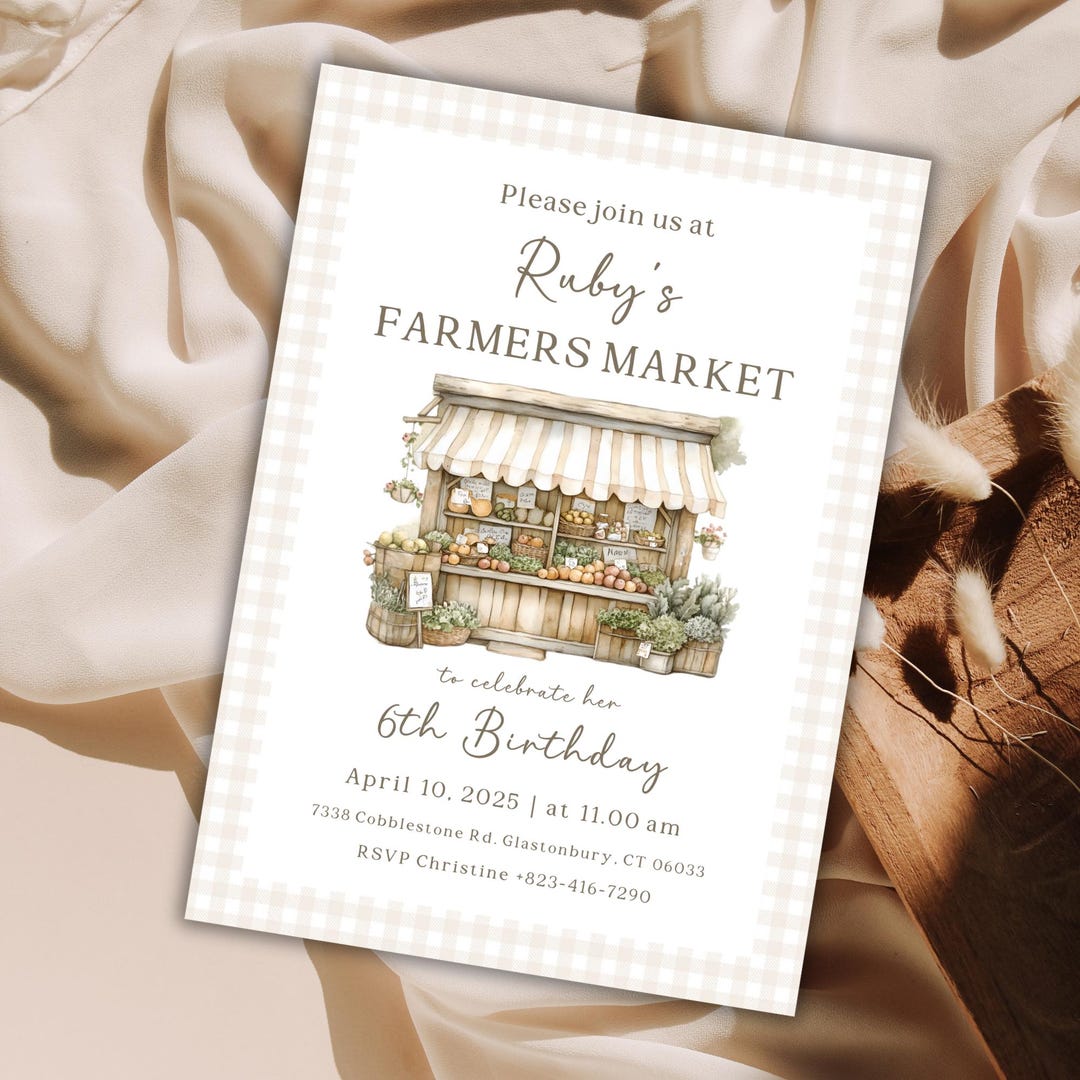 Farmers Market Birthday Invitation: Vegetable Stand Theme (editable ...