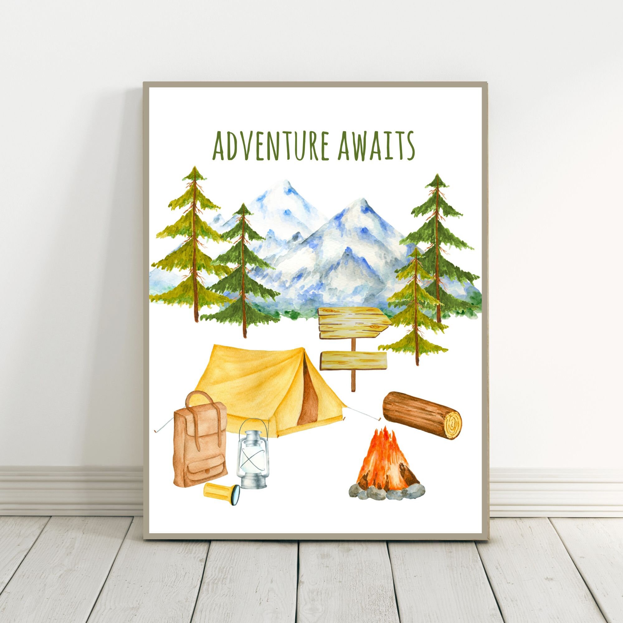 Adventure Awaits Nursery Printable Camping Boy Nursery Decor - Etsy