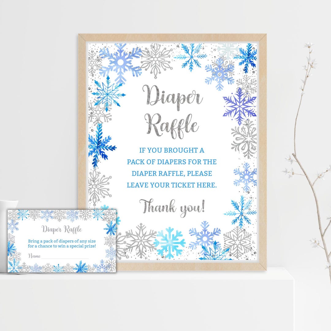 Winter Snowflake Diaper Raffle Sign Printable, Winter Diaper Raffle ...