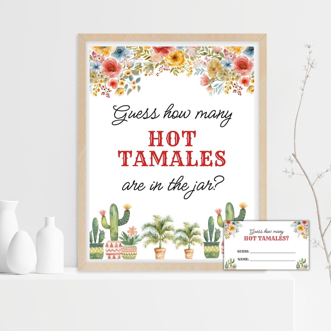 Floral Fiesta Baby Shower Game: Guess How Many Hot Tamales (digital ...