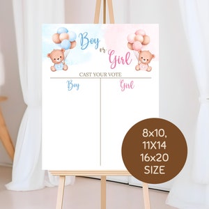 Gender Reveal Voting Poster, Bear Voting Sign, Gender Reveal Party Sign ...