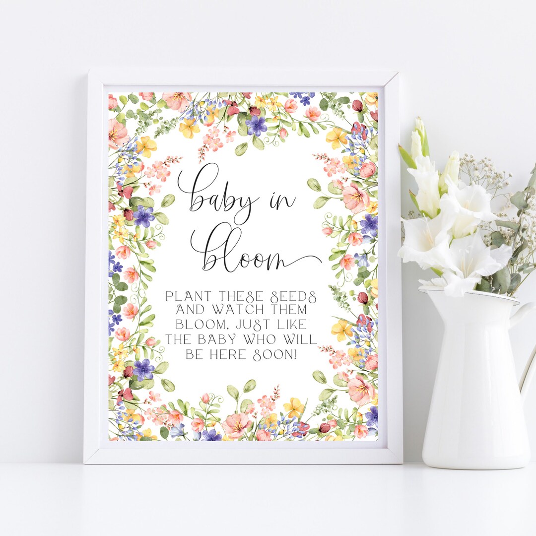 Baby in Bloom Seed Favors Sign, Wildflower Seed Favors, 5x7 and 8x10 ...