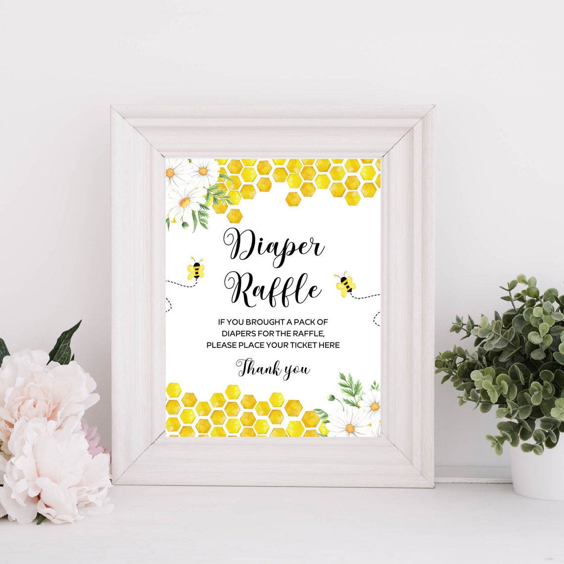 Bee Diaper Raffle Sign Printable Diaper Raffle Bumble Bee - Etsy