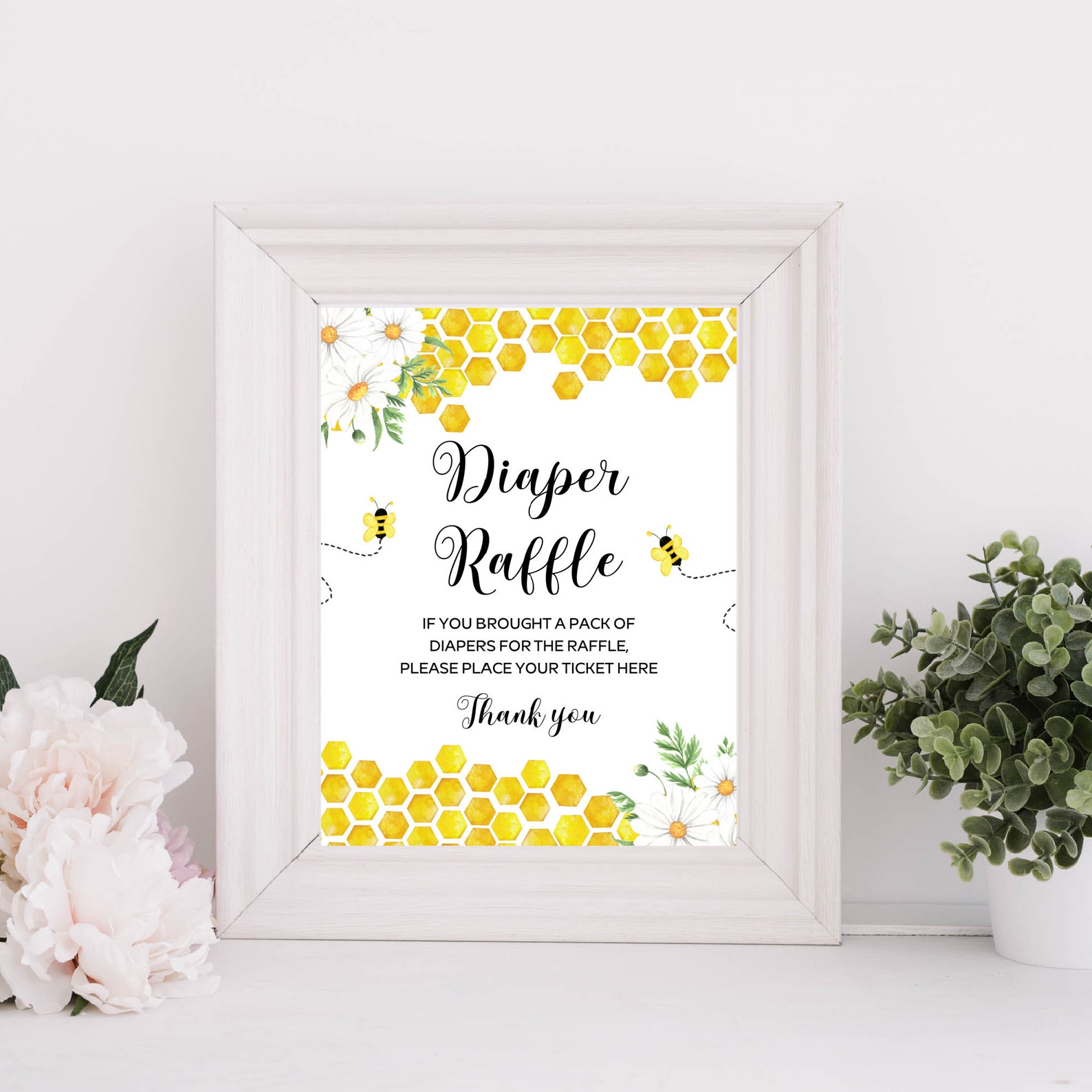 Bee Diaper Raffle Sign Printable Diaper Raffle Bumble Bee - Etsy