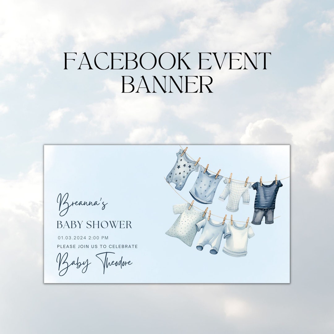 EDITABLE Boy Baby Shower Facebook Event Cover Banner Template - Oh Boy ...