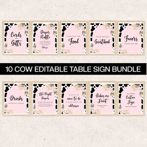 Cow Print Sign Bundle Printable, Cow Party Signs, Cow Theme Baby Shower ...