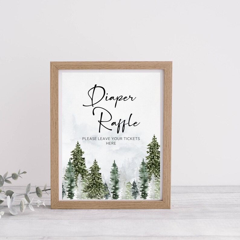 Winter Forest Diaper Raffle Sign Diaper Raffle Game 8x10 - Etsy