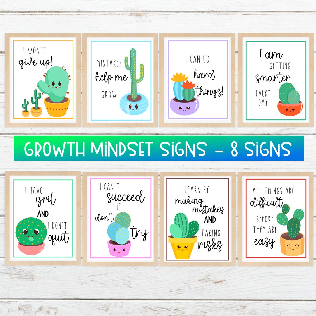 Growth Mindset Poster Set Printable, Classroom Decor Bundle, Positive ...