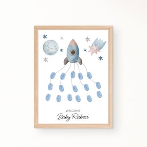 Space Thumbprint Guestbook Custom Fingerprint Tree, Outer Space Baby ...