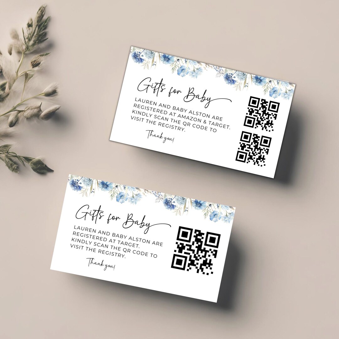 Baby Gift Registry Card With QR Code, Baby in Bloom Baby Shower ...