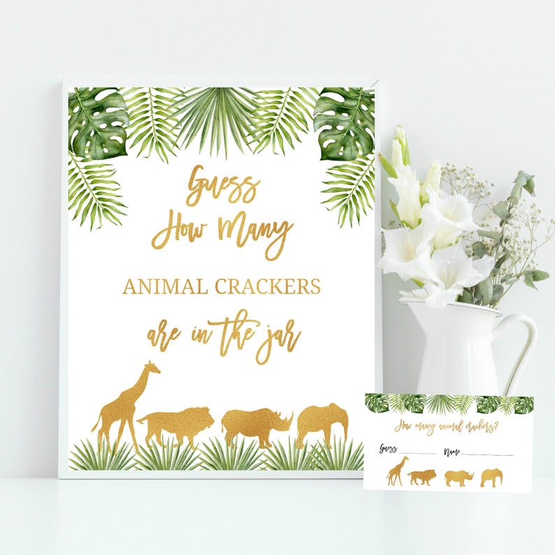 Safari Guess How Many Animals Baby Shower Game Gold Animals - Etsy