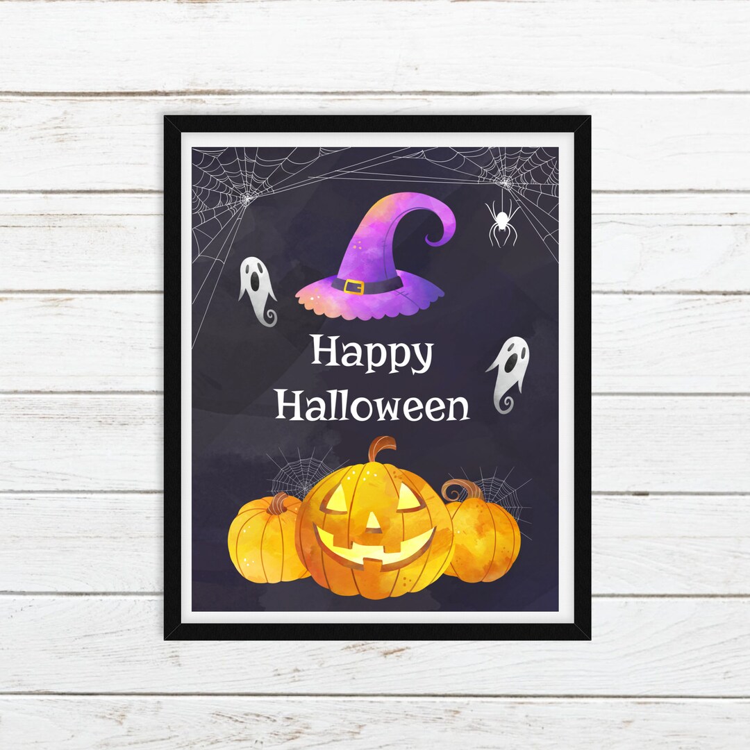 PRINTABLE Happy Halloween Sign, Cute Halloween Printable Wall Sign ...