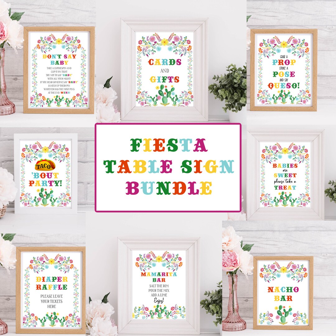 Fiesta Sign Bundle Printable, Taco Bout a Baby Party Signs, Fiesta ...
