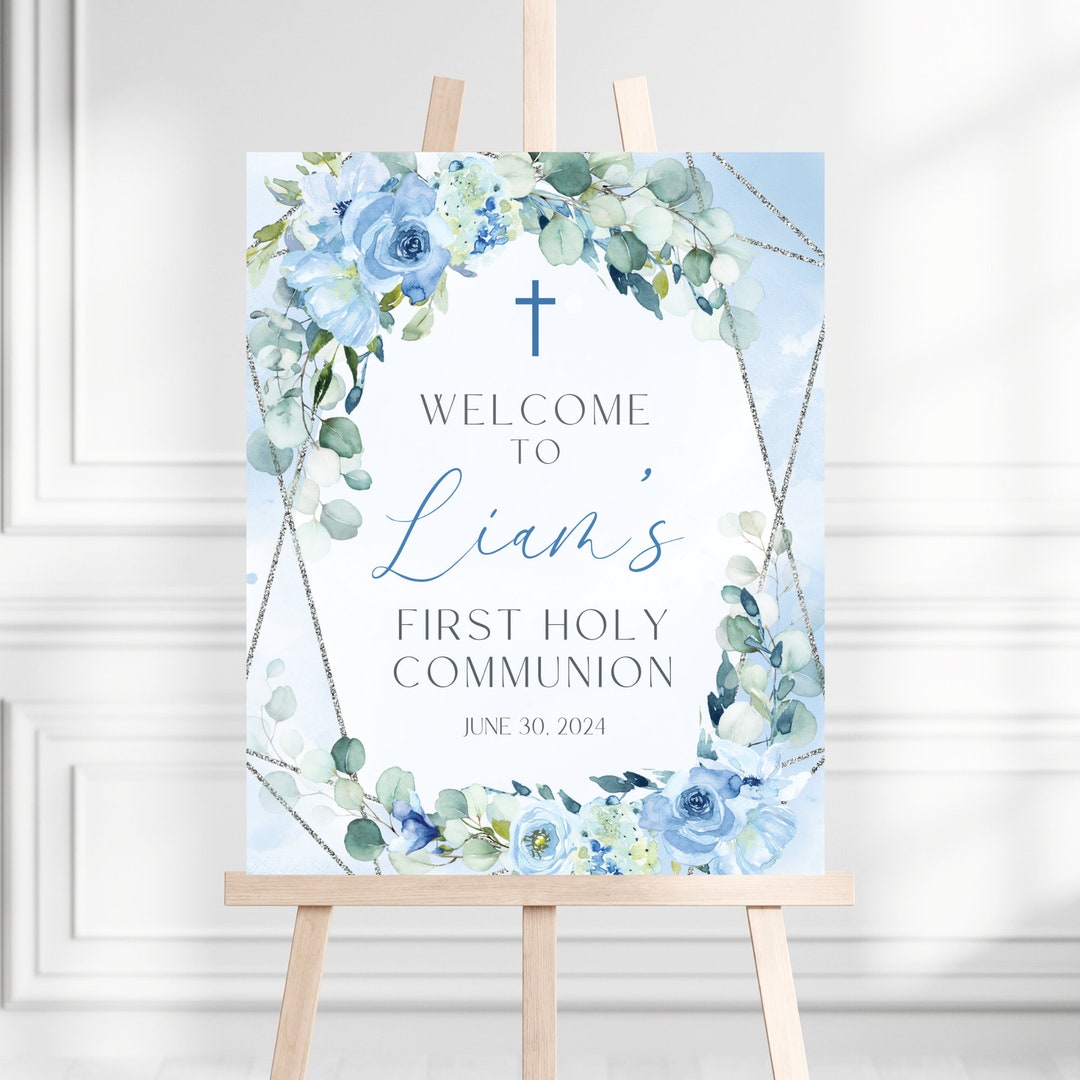 First Holy Communion Welcome Sign, 1st Communion Poster, Boy First ...