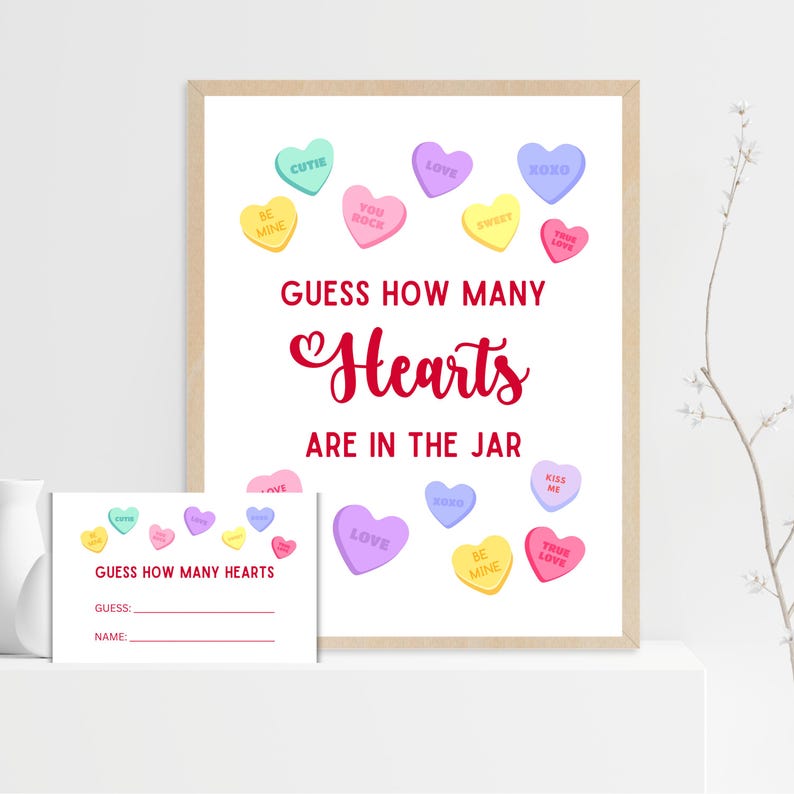 Guessing Game Hearts Valentine Guess How Many Baby Shower Games Candy ...