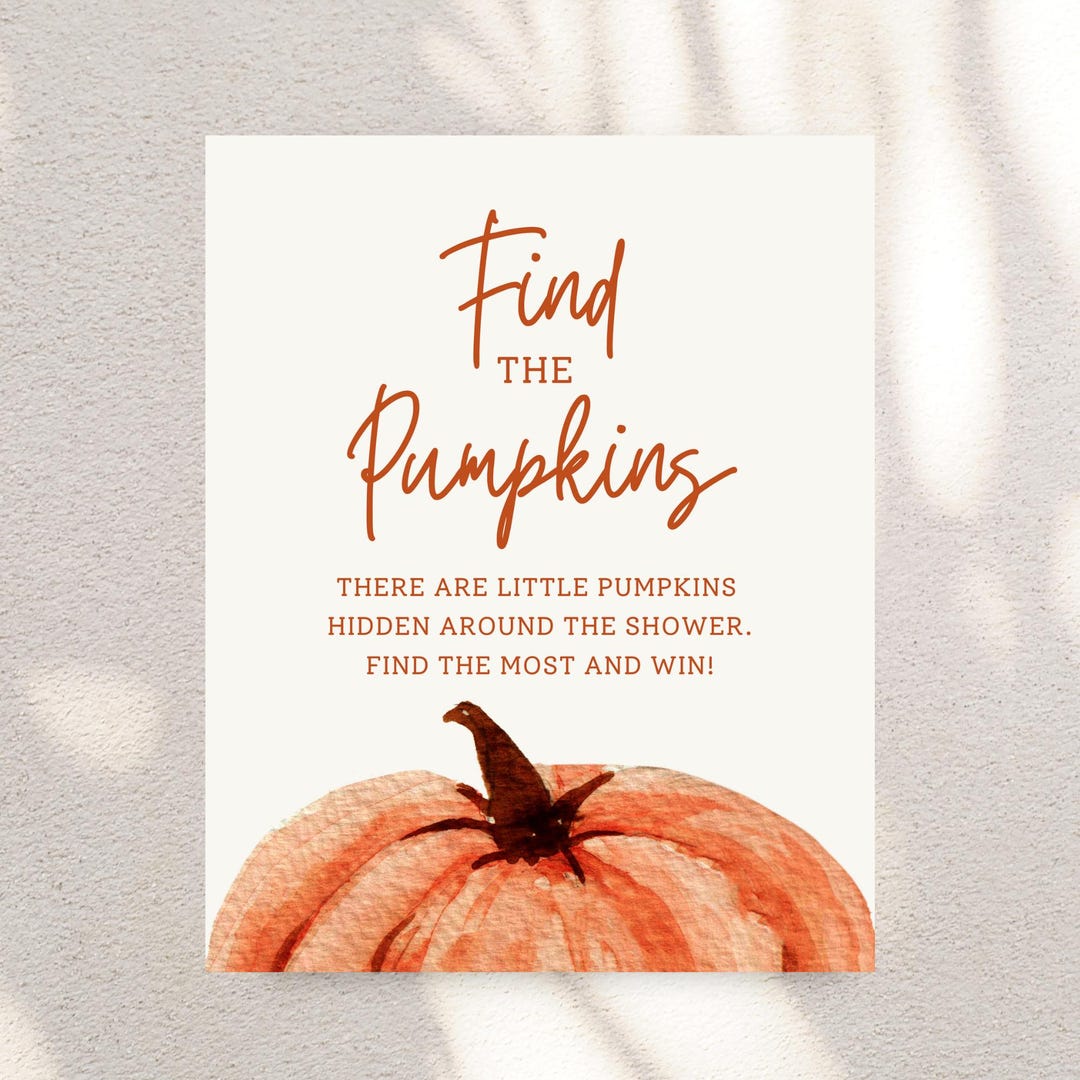 Little Pumpkin Baby Shower, Find the Pumpkins Autumn Fall Pumpkin Game ...