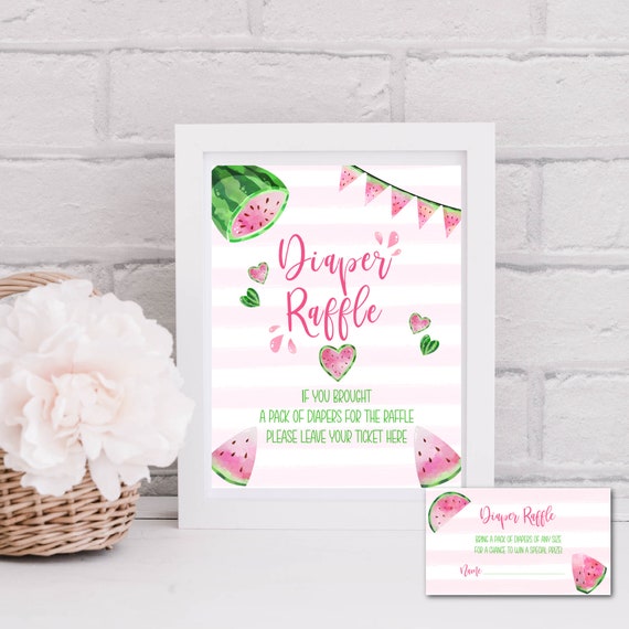 Watermelon Diaper Raffle Sign Printable Diaper Raffle Tickets - Etsy