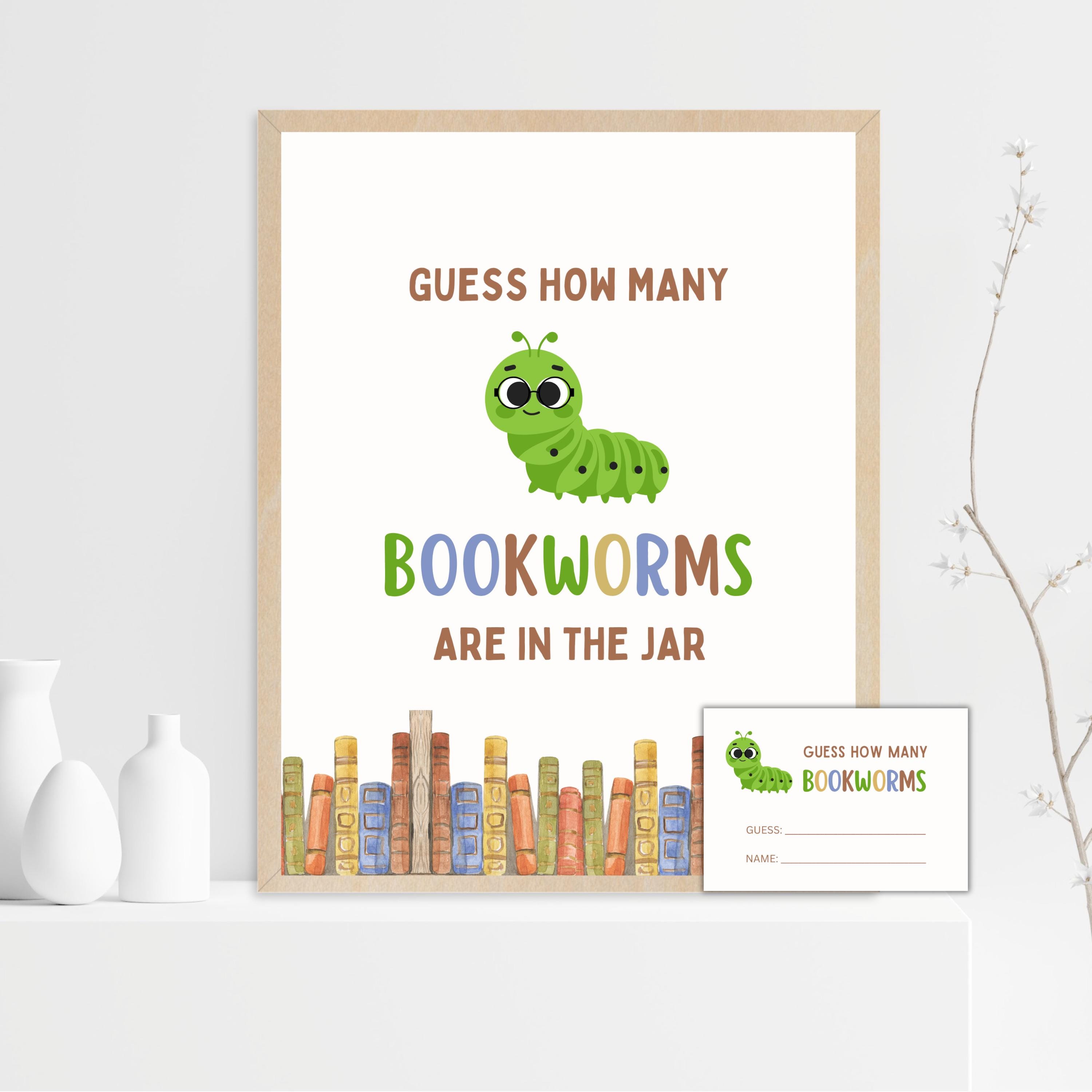 Guessing Game Bookworms Guess How Many Games Book Theme Sign and Cards ...