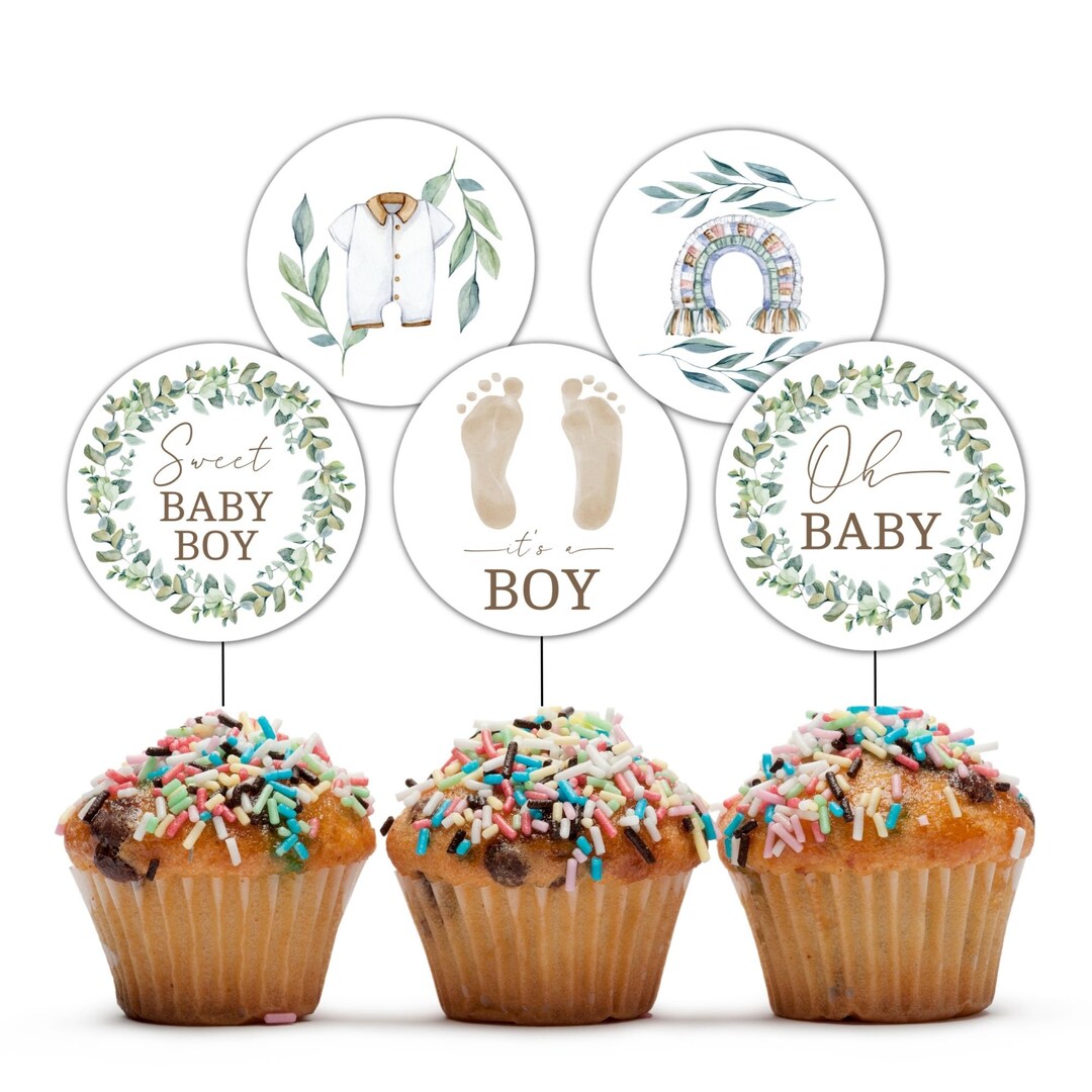 Boy Cupcake Toppers, Its a Boy Cupcake, Neutral Printable Baby Shower ...