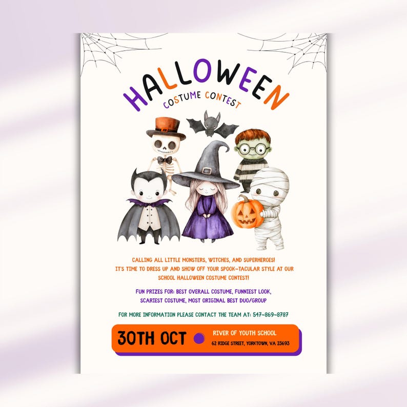 Halloween Costume Contest Invitation Template, Halloween Event Flyer ...