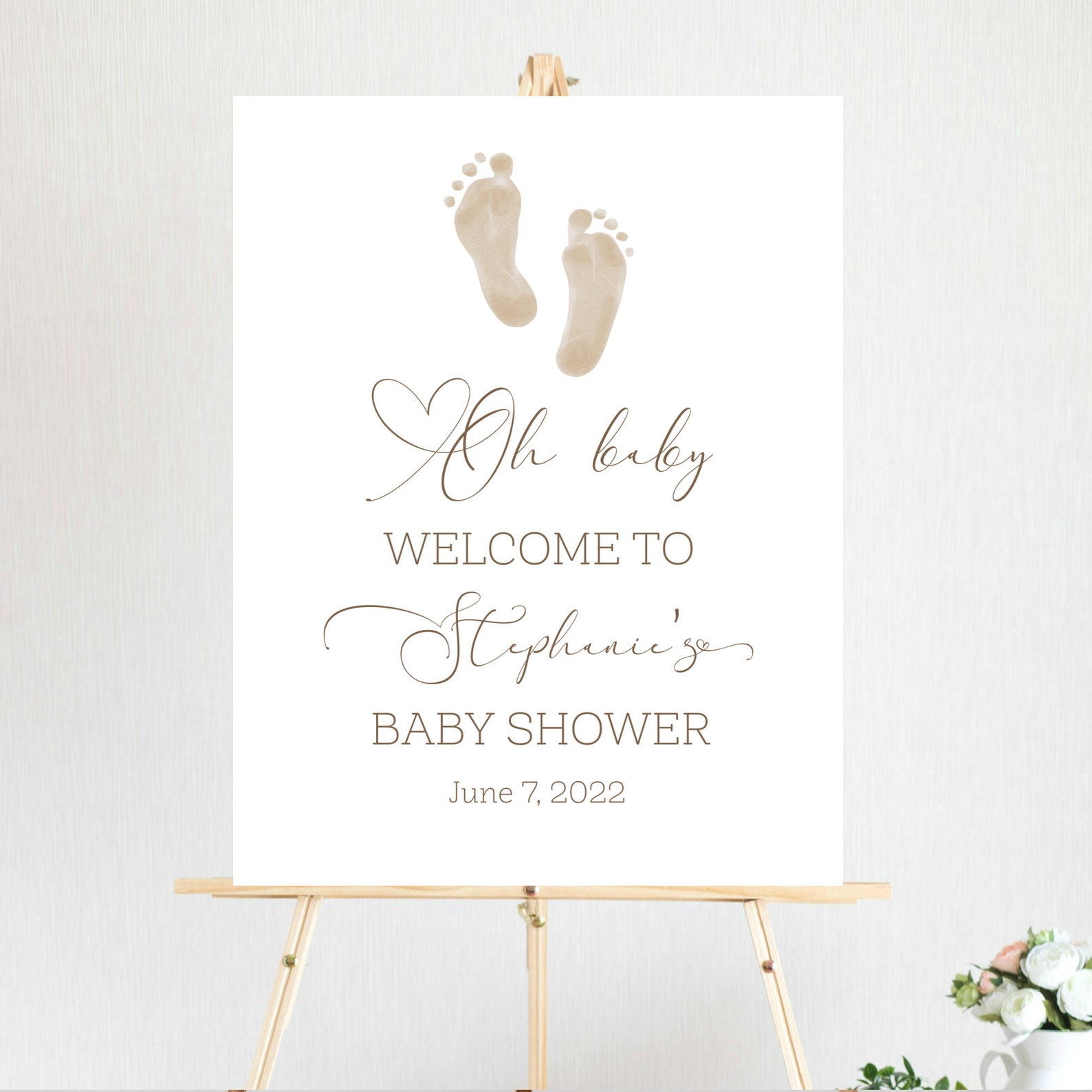 Oh Baby Welcome Sign Boho Gender Neutral Baby Footprint Baby - Etsy