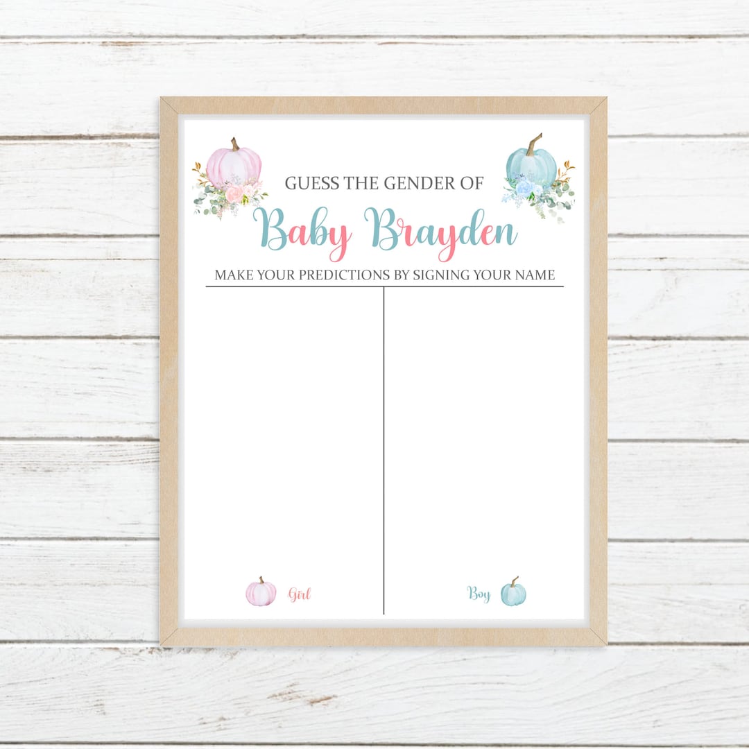 Guess the Gender Poster Personalized, Printable, Pumpkin Gender Reveal ...
