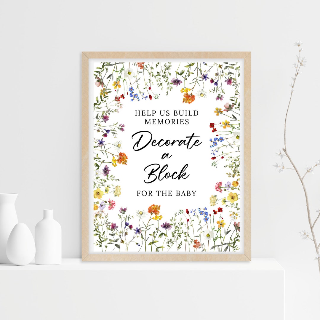 Decorate a Block Baby in Bloom Theme Sign, Decorate Alphabet Block Baby ...