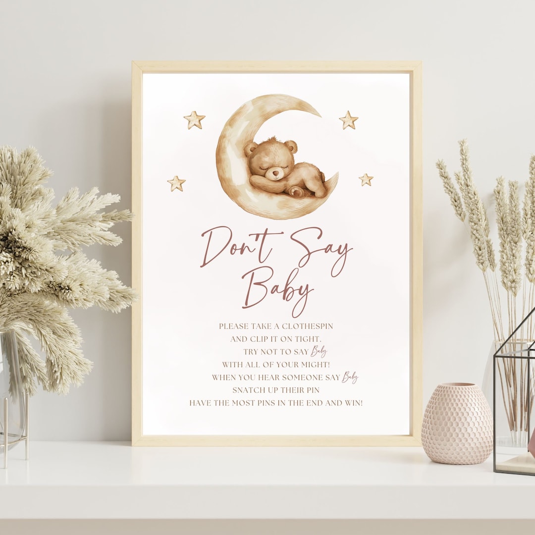Teddy Bear 'don't Say Baby' Game: Baby Shower Sign (digital Download ...