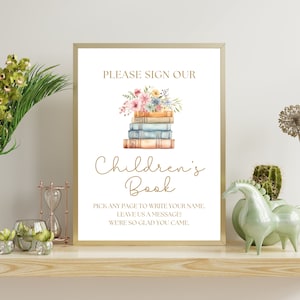Please Sign Our Children’s Book Sign, Storybook Baby Shower Guestbook ...