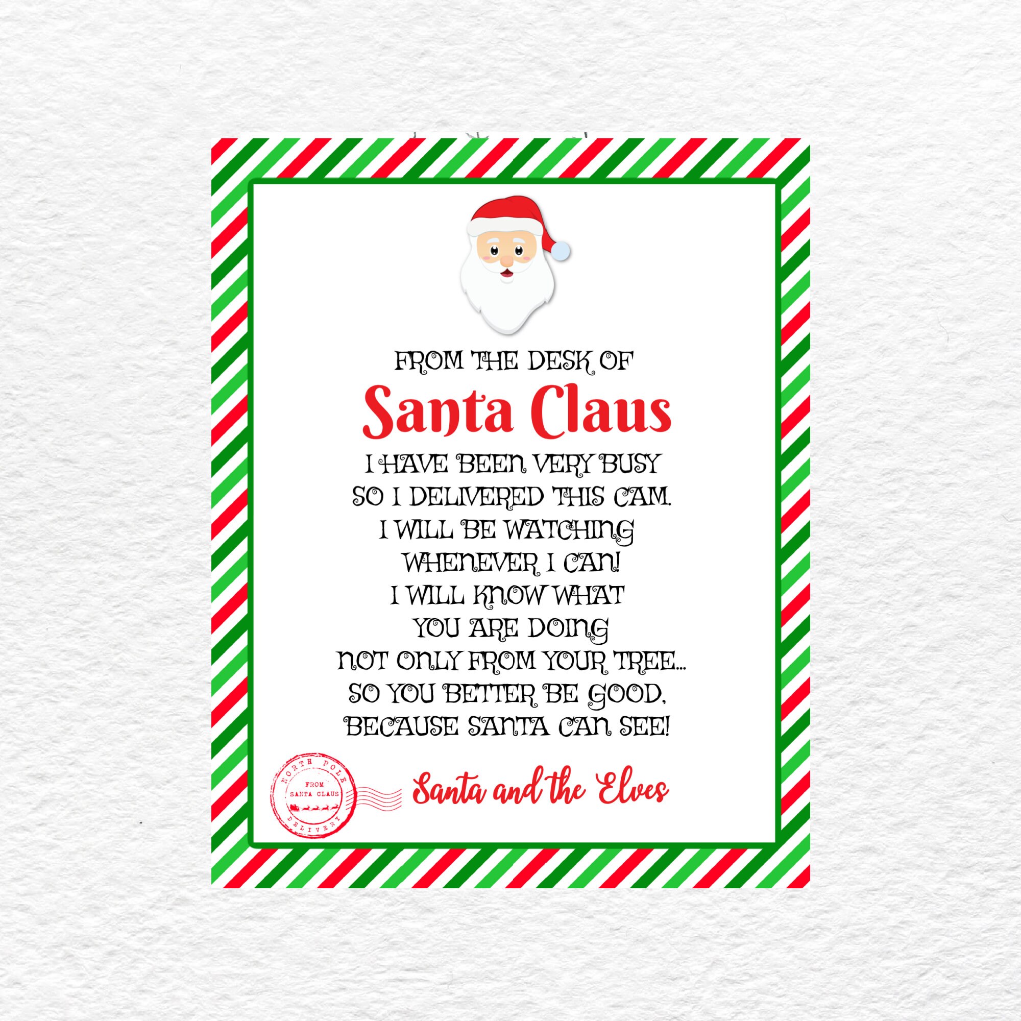 Santa Cam Letter Printable, Desk of Santa Claus (PDF DIGITAL FILE) - Etsy